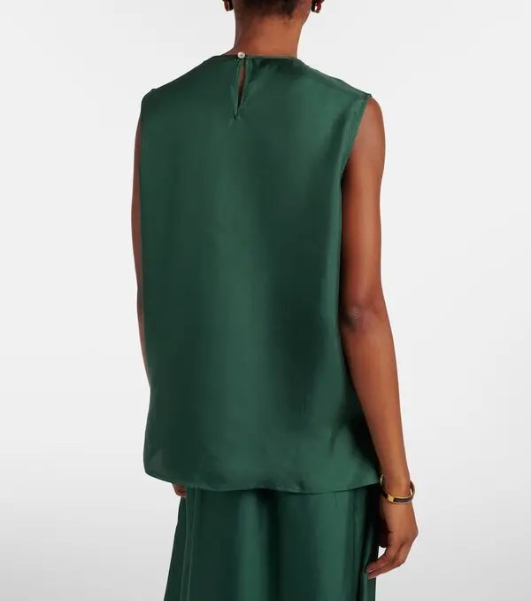 Asceno Trento Silk Twill Tank Top - Green