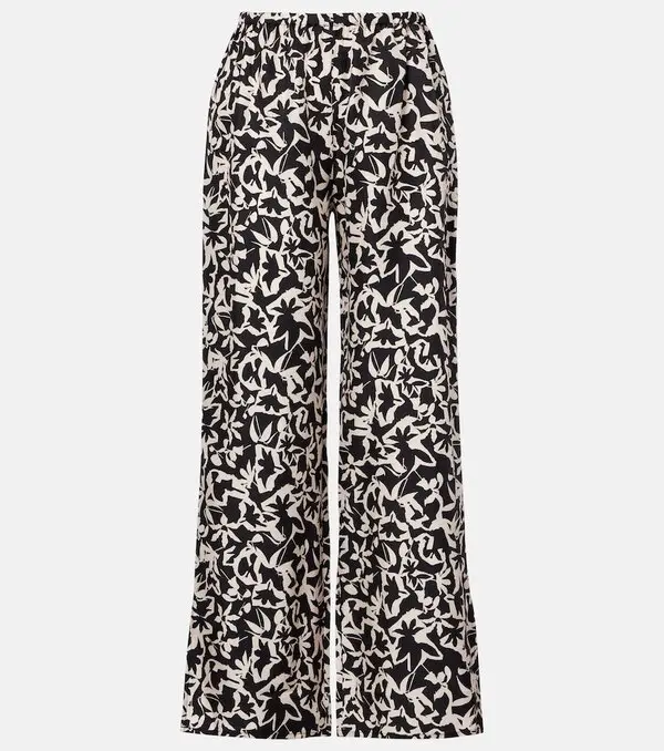 Asceno Loreto Printed Silk Twill Wide-leg Pants