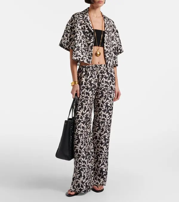 Asceno Loreto Printed Silk Twill Wide-leg Pants