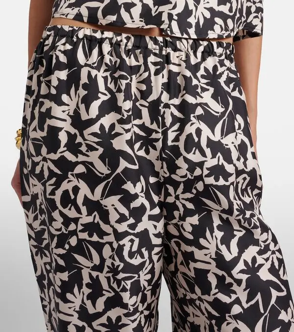 Asceno Loreto Printed Silk Twill Wide-leg Pants