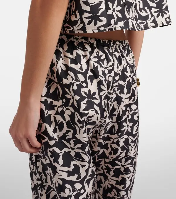 Asceno Loreto Printed Silk Twill Wide-leg Pants