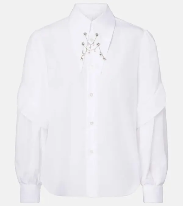 Noir Kei Ninomiya Embellished Cotton Shirt - White