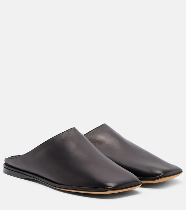 THE ROW Piper Leather Mules - Black