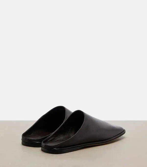 THE ROW Piper Leather Mules - Black