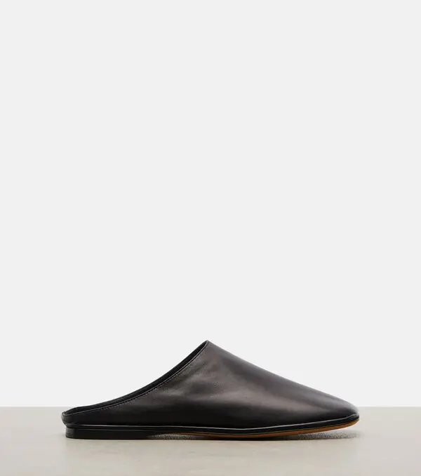 THE ROW Piper Leather Mules - Black