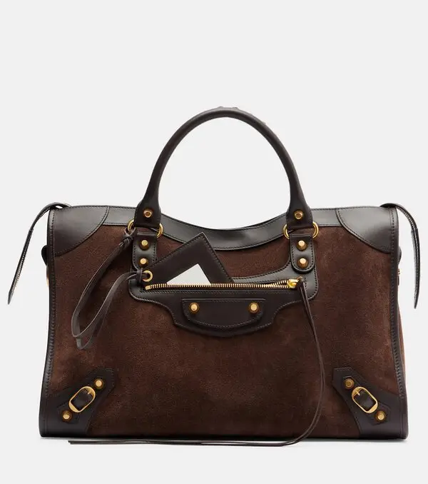 Balenciaga Le City Medium Suede Top-handle Bag - Brown
