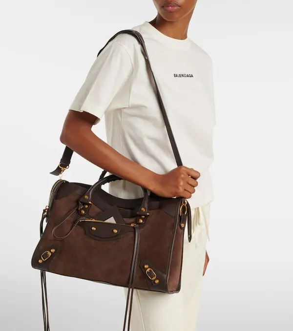 Balenciaga Le City Medium Suede Top-handle Bag - Brown