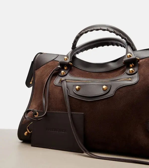 Balenciaga Le City Medium Suede Top-handle Bag - Brown