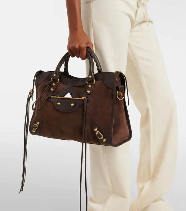 Balenciaga Le City Medium Suede Top-handle Bag - Brown
