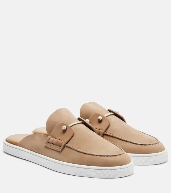 CHRISTIAN LOUBOUTIN Chanme Suede Mules - Beige