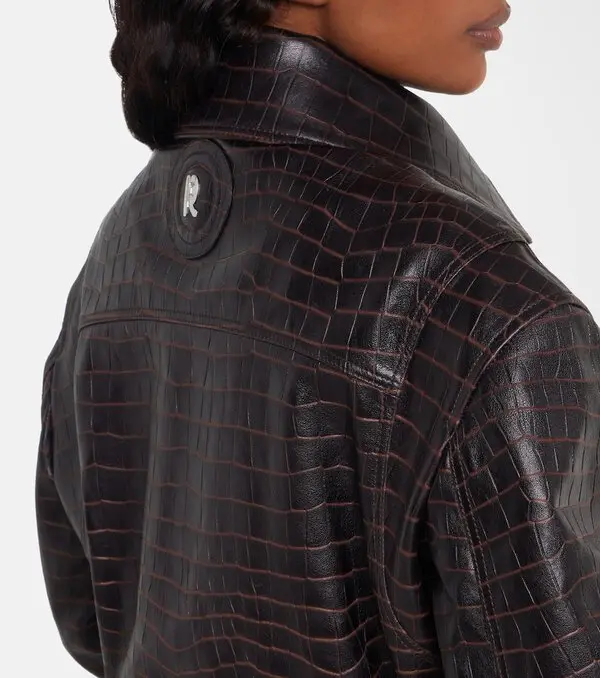 Rabanne Croc-effect Leather Blouson Jacket - Brown