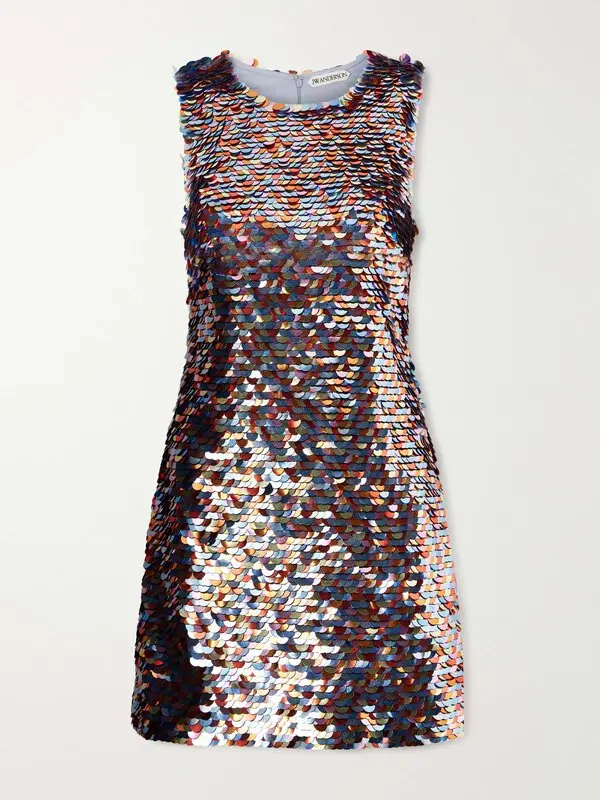 JW Anderson Embellished Sequined Tulle Mini Dress - Multi