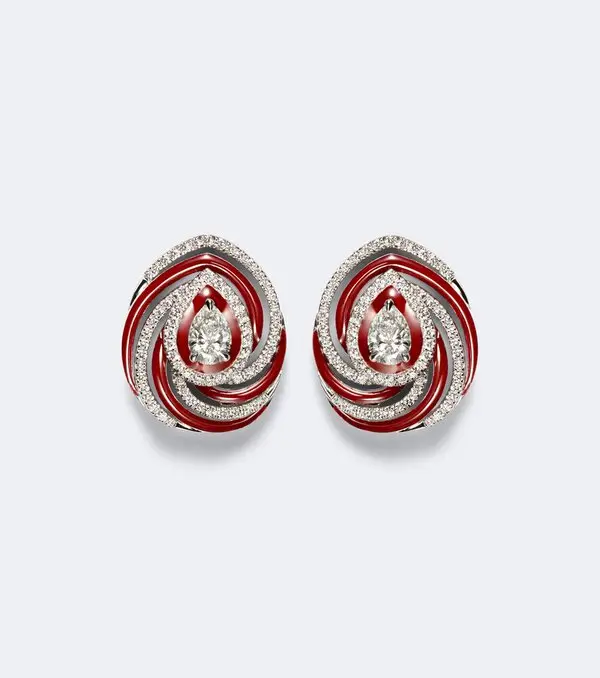 KAMYEN 18kt White Gold And Enamel Earrings With Diamonds - Silver
