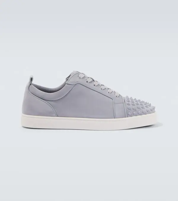 CHRISTIAN LOUBOUTIN Louis Embellished Suede Sneakers - Grey