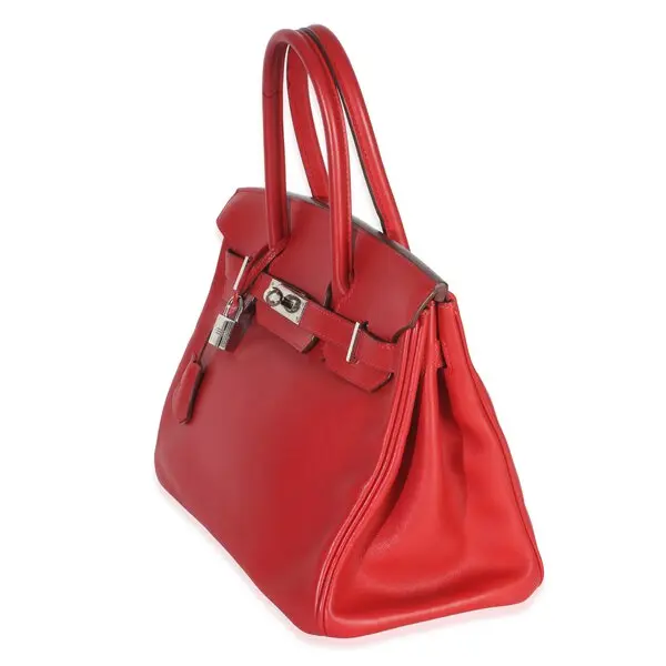 Hermès Rouge Casaque Swift Birkin 30 Phw - Red