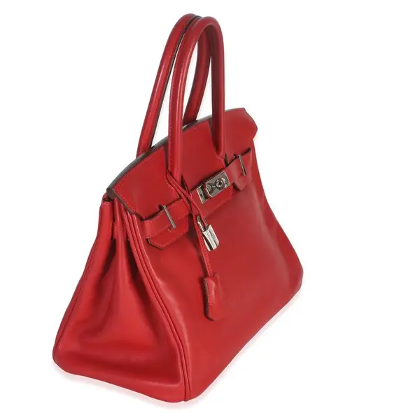 Hermès Rouge Casaque Swift Birkin 30 Phw - Red