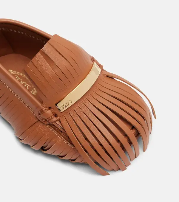 TOD'S Gommino Fringed Leather Bag Charm - Brown