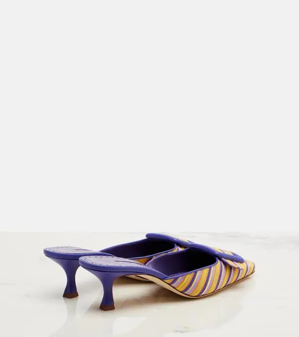 Manolo Blahnik Maysalebi Striped Mules