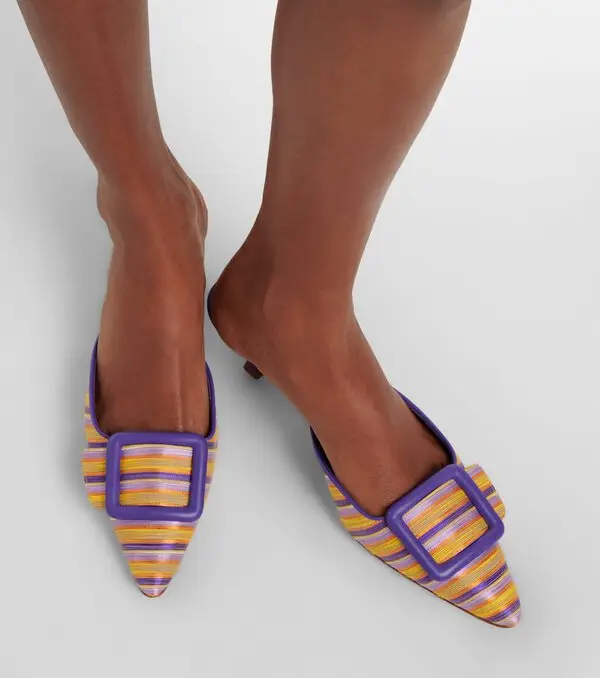 Manolo Blahnik Maysalebi Striped Mules