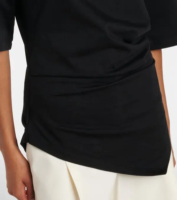 RÓHE Gathered Organic Cotton T-shirt - Black