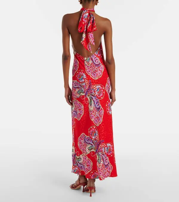 Rixo Maura Printed Halterneck Maxi Dress