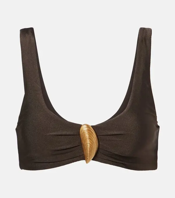 Simkhai Veyra Applique Bikini Top - Brown