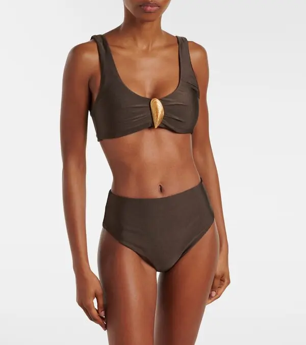 Simkhai Veyra Applique Bikini Top - Brown