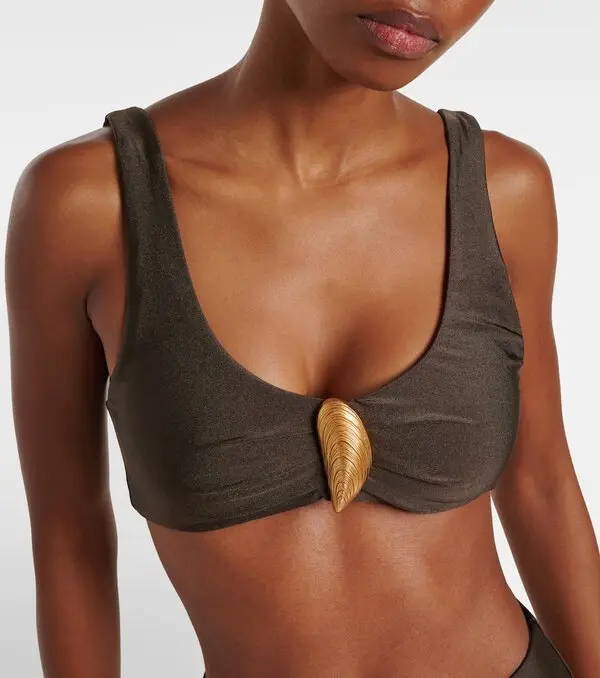 Simkhai Veyra Applique Bikini Top - Brown