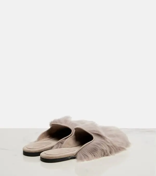 Dolce & Gabbana Shearling Mules - Grey