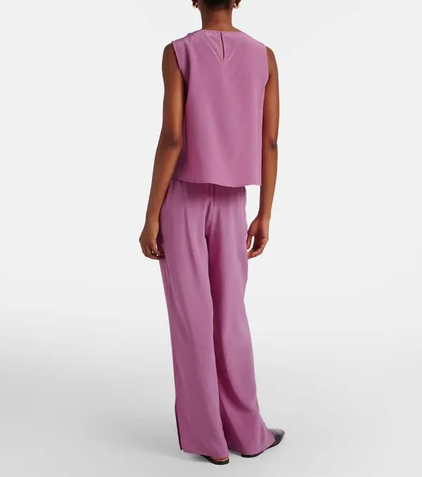 Asceno Loreto Silk Crepe Wide-leg Pants - Pink