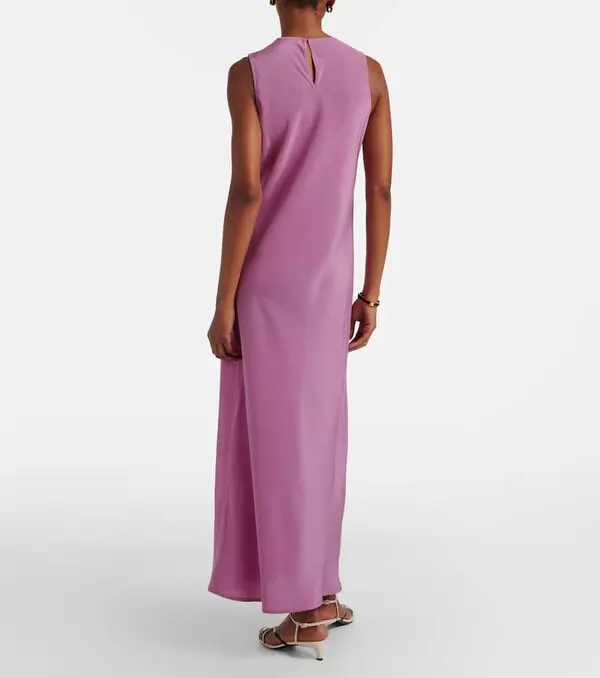 Asceno Valencia Silk Crepe Maxi Dress - Pink
