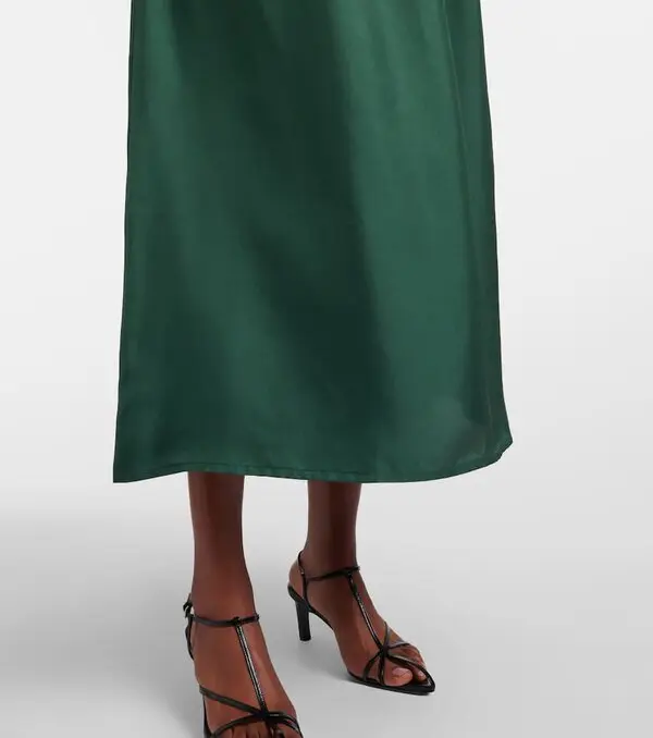 Asceno Roma Silk Twill Maxi Skirt