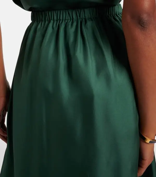 Asceno Roma Silk Twill Maxi Skirt