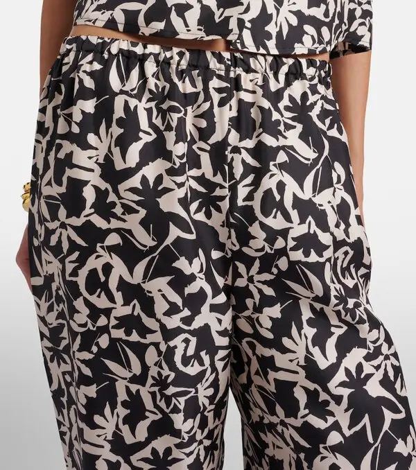 Asceno Loreto Printed Silk Twill Wide-leg Pants