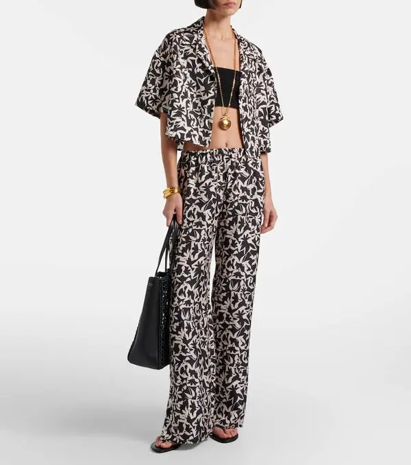 Asceno Loreto Printed Silk Twill Wide-leg Pants