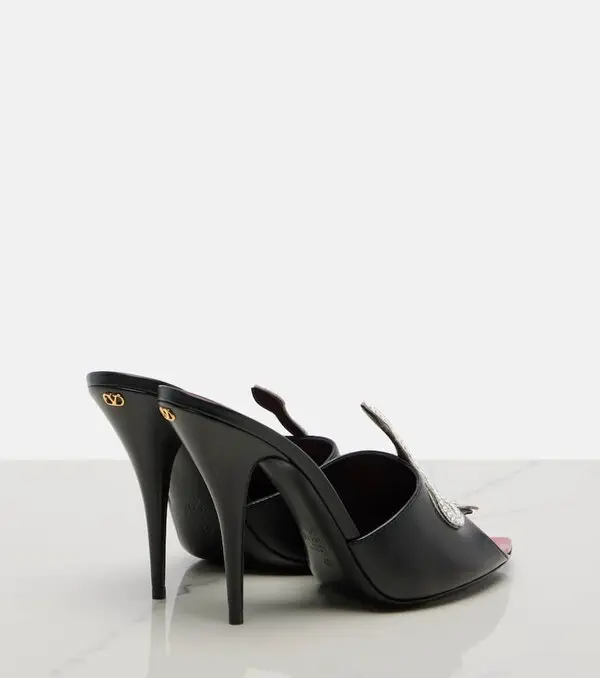 Valentino Garavani Cour Vipère Embellished Leather Mules