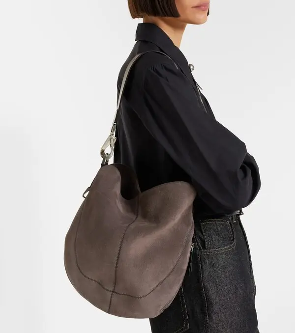 LEMAIRE Quiver Clip Medium Suede Shoulder Bag