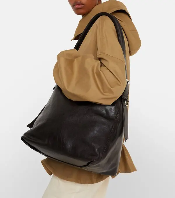 LEMAIRE Small Belted Leather Shoulder Bag - Brown