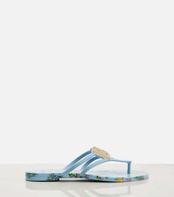 Dolce & Gabbana Floral Thong Sandals - Blue