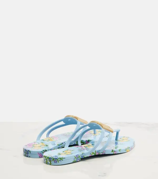 Dolce & Gabbana Floral Thong Sandals - Blue