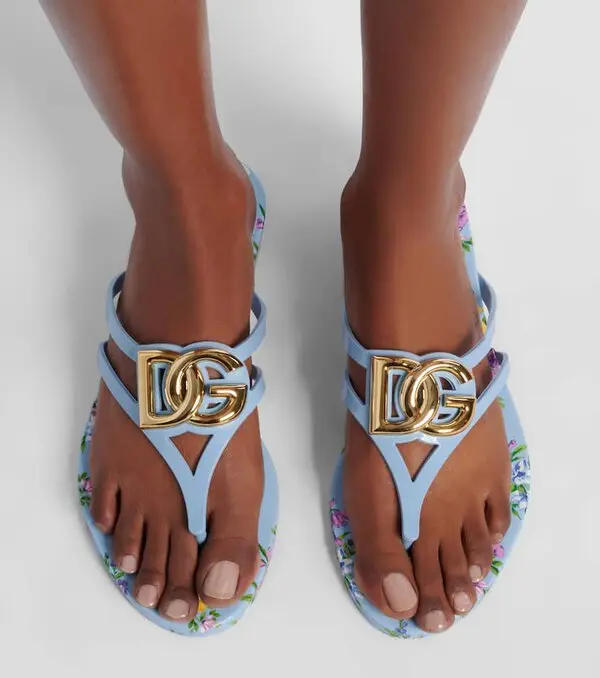 Dolce & Gabbana Floral Thong Sandals - Blue