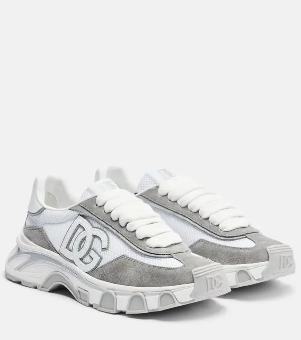 Dolce & Gabbana Runner Suede-trimmed Sneakers - Grey