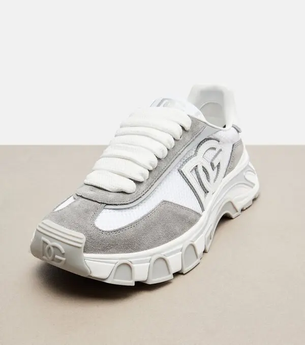 Dolce & Gabbana Runner Suede-trimmed Sneakers - Grey