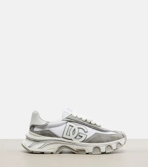 Dolce & Gabbana Runner Suede-trimmed Sneakers - Grey