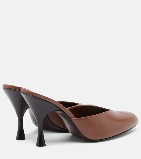 HERBERT LEVINE Sitting Pretty Leather Mules - Brown