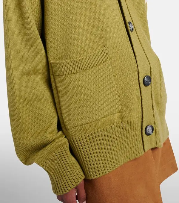 AMI Paris De Coeur Wool And Cotton Cardigan