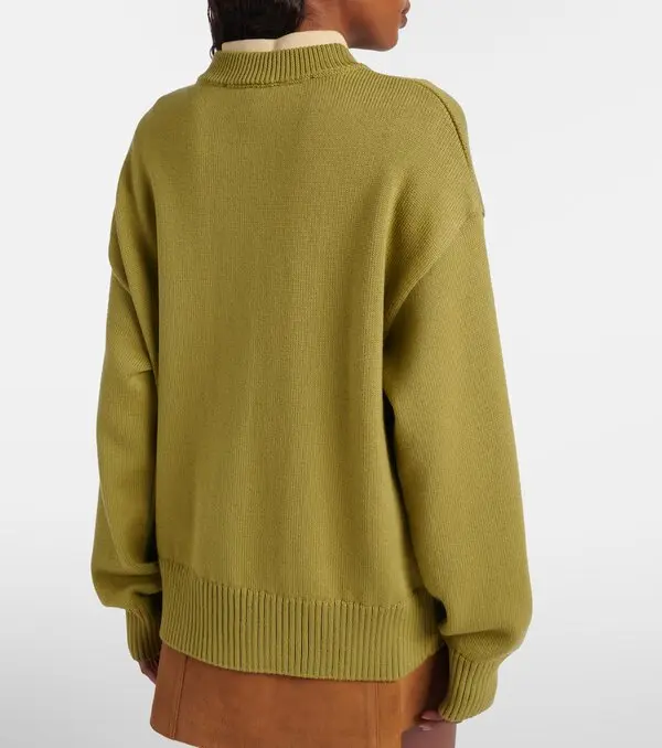AMI Paris De Coeur Wool And Cotton Cardigan