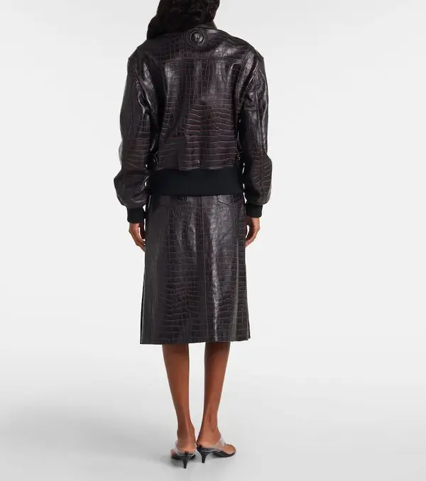 Rabanne Croc-effect Leather Blouson Jacket