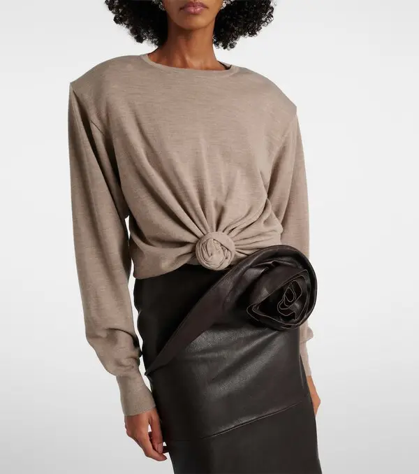 Magda Butrym Knot-detail Wool Sweater - Beige