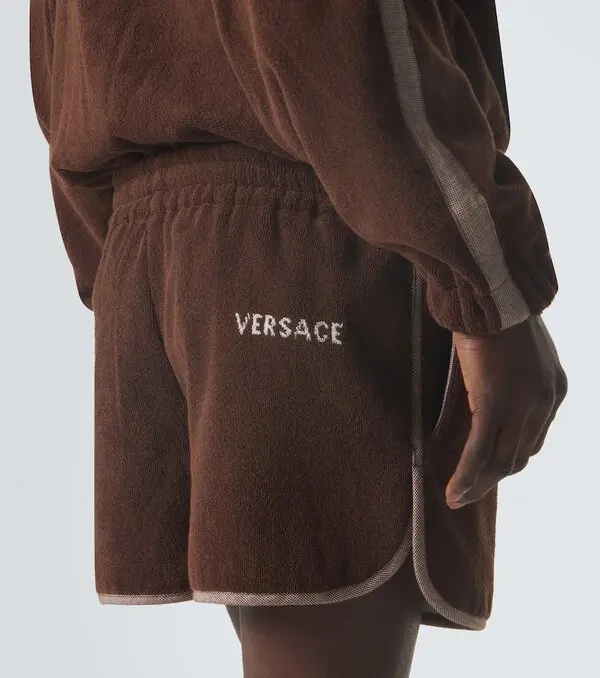 Versace Logo Cotton Terry Shorts